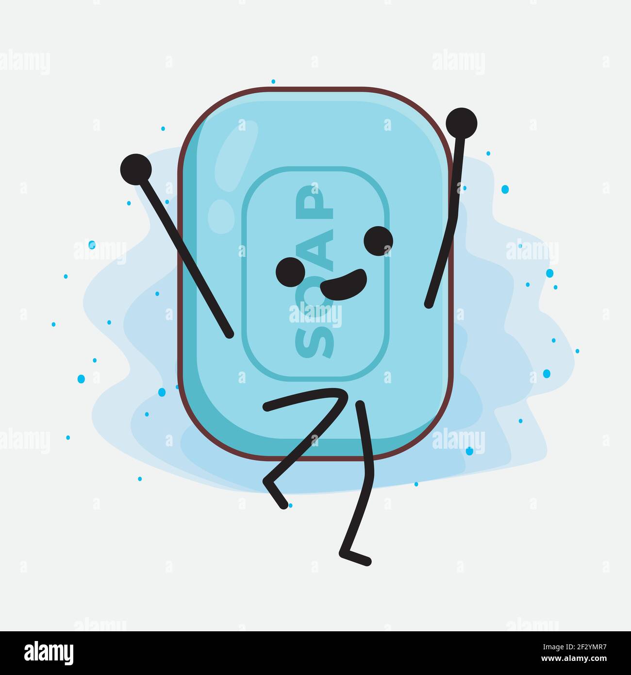 Vector Illustration of Soap Character with cute face, simple hands and ...