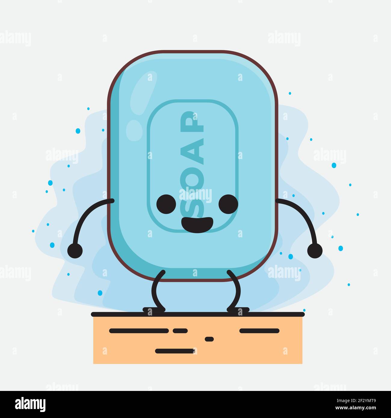 Vector Illustration of Soap Character with cute face, simple hands and ...