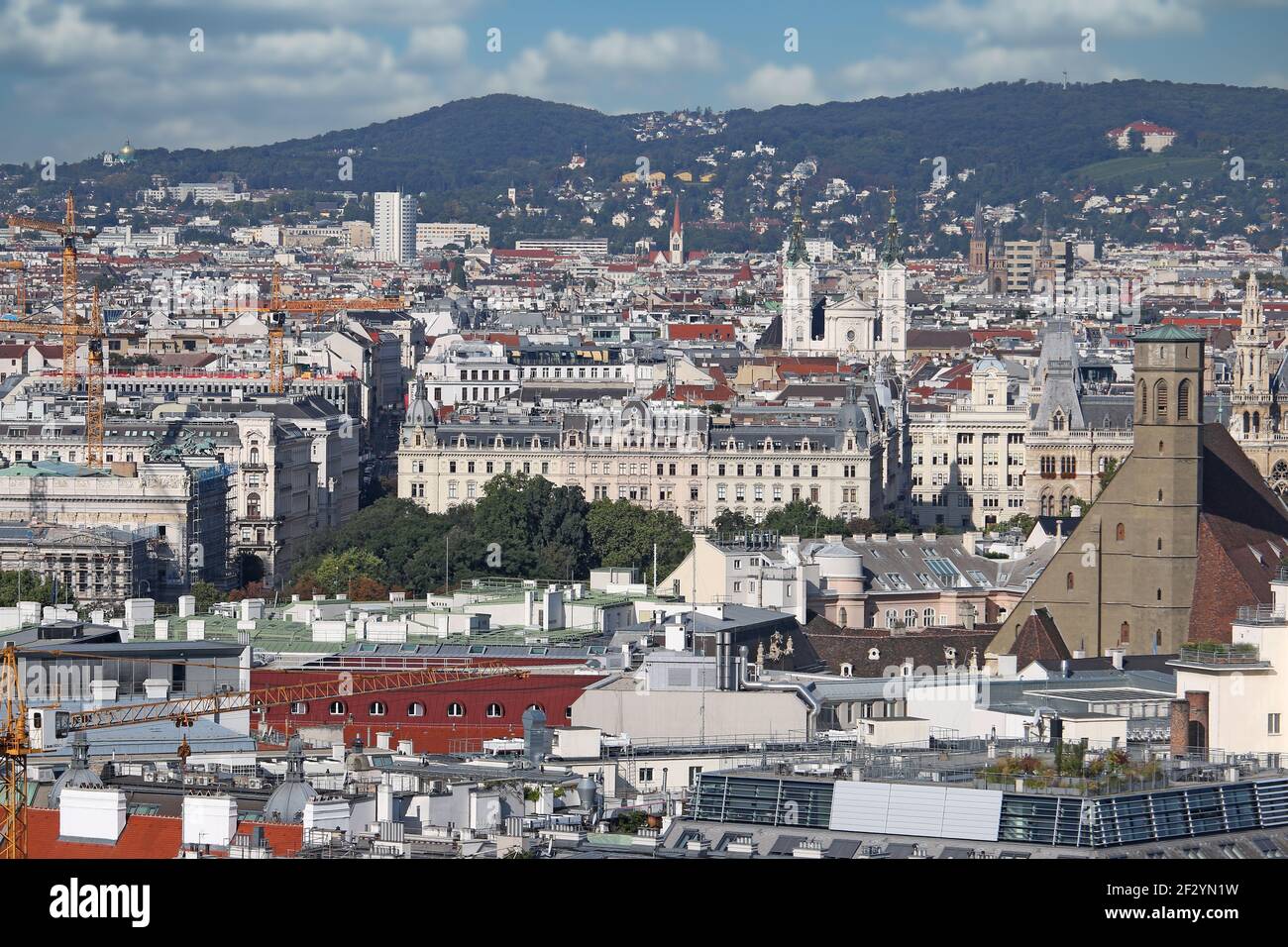Vienna downtown cityscape with churches towers and old buildings ...