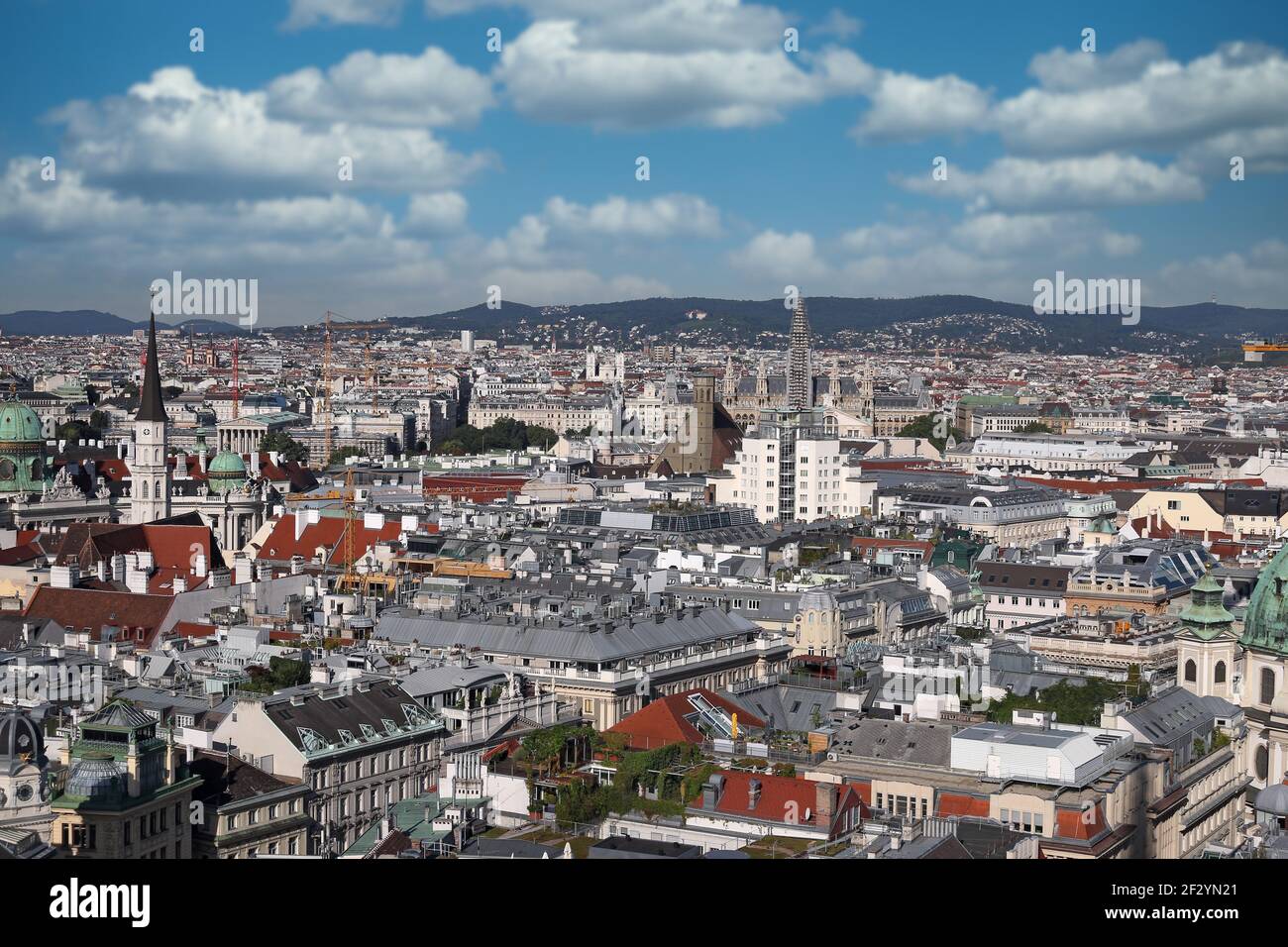 Vienna downtown cityscape with churches towers and old buildings Stock ...