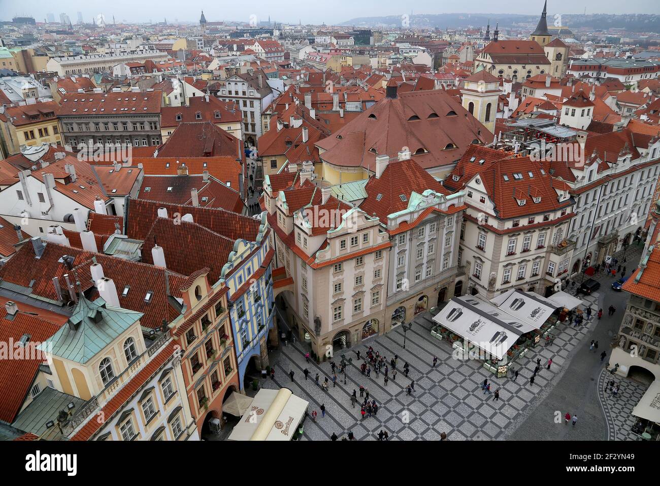 Prague roof tops and Old Town Square, Czech Republic Stock Photo - Alamy