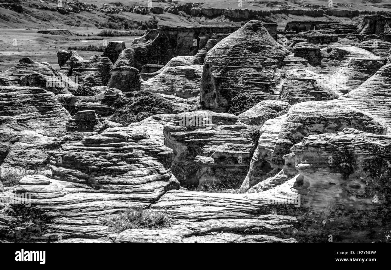abstract detail of desert hoodoos, Writing-on-Stone Provincial Park ...
