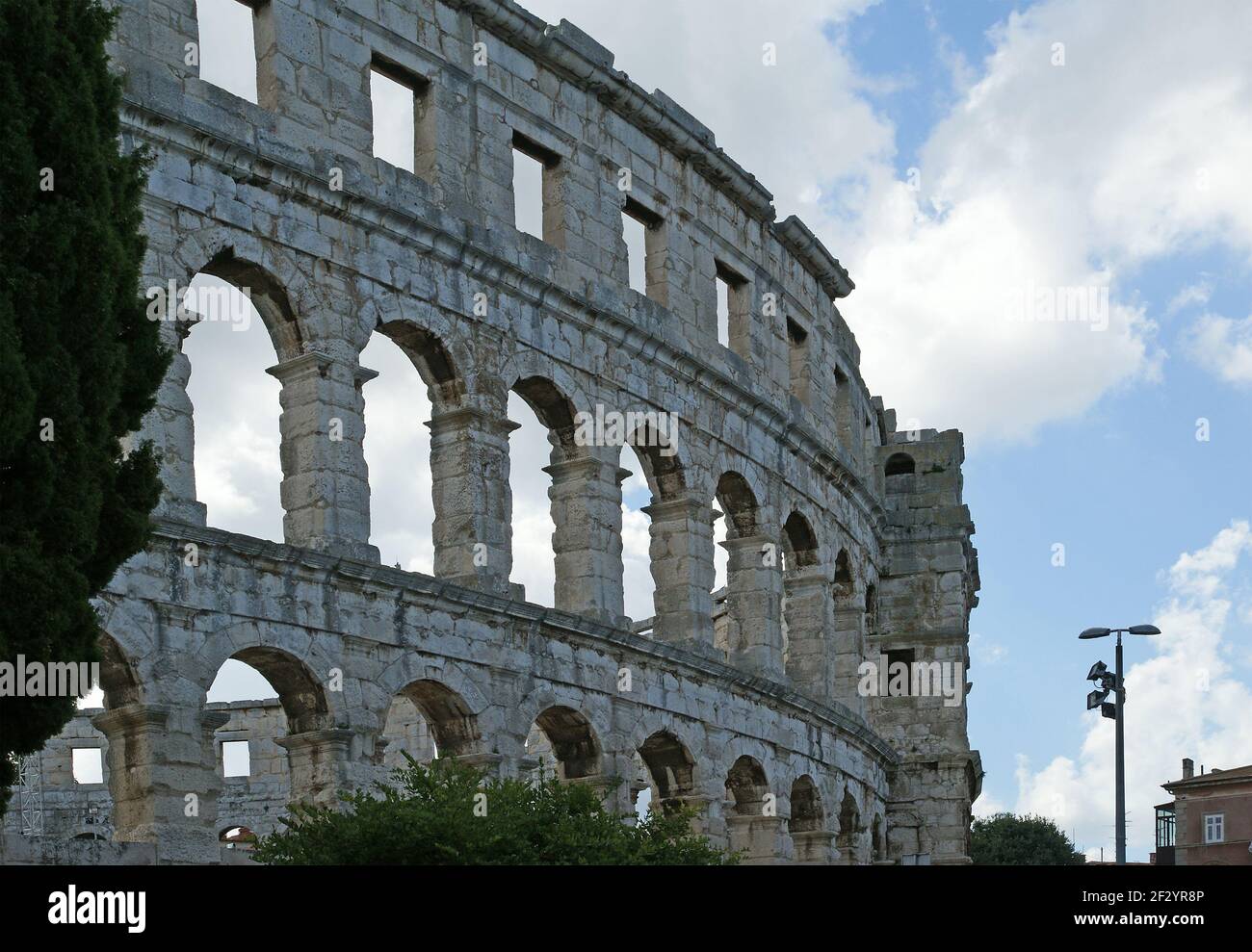 Roman Amphitheater, view of the Arena (colosseum) in Pula, Croatia ...