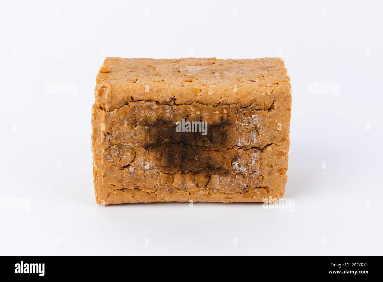 Meju front closeup on white background. Korean traditional fermented ...