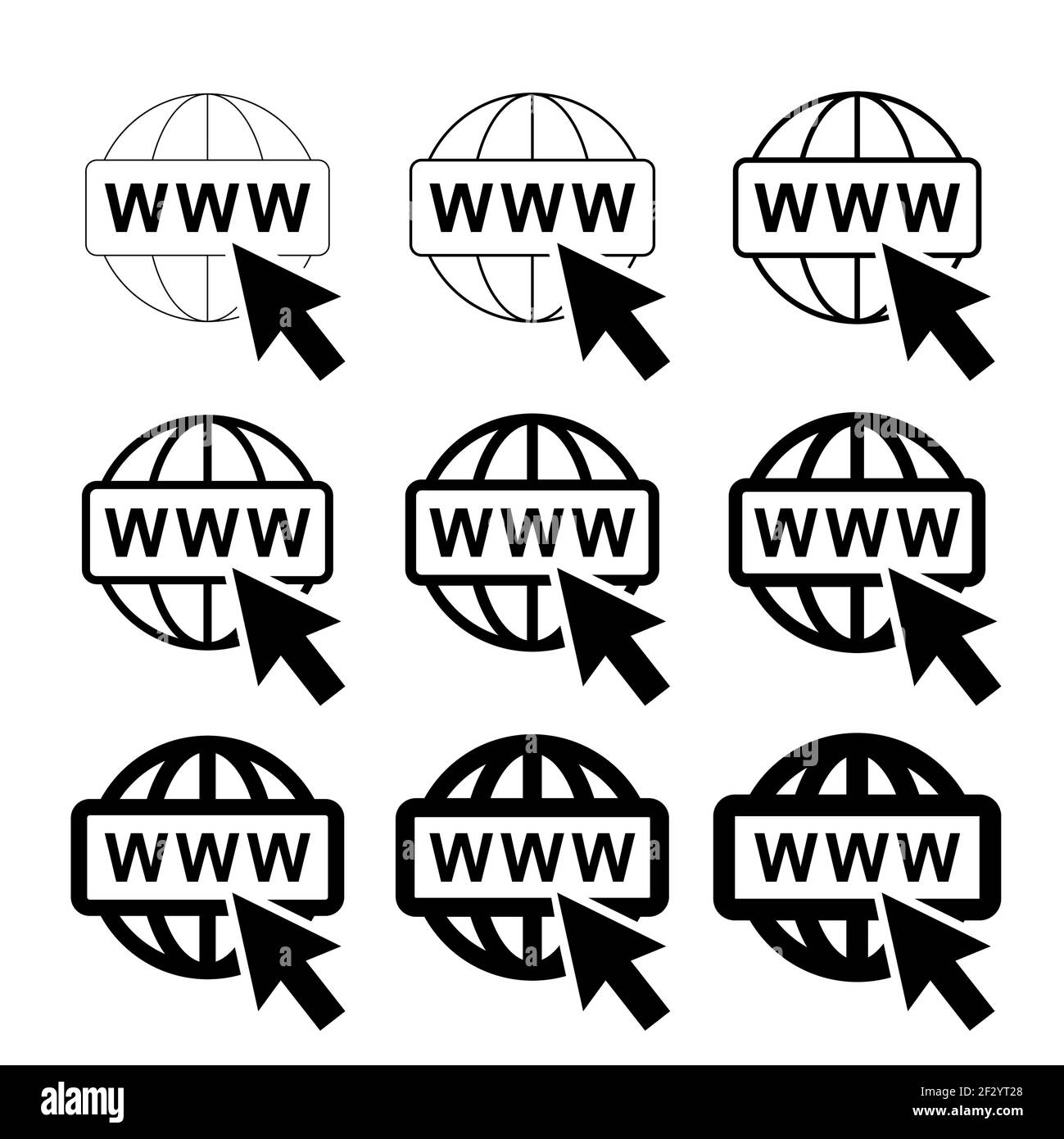WWW world wide web set site symbol, Internet collection icon, website ...