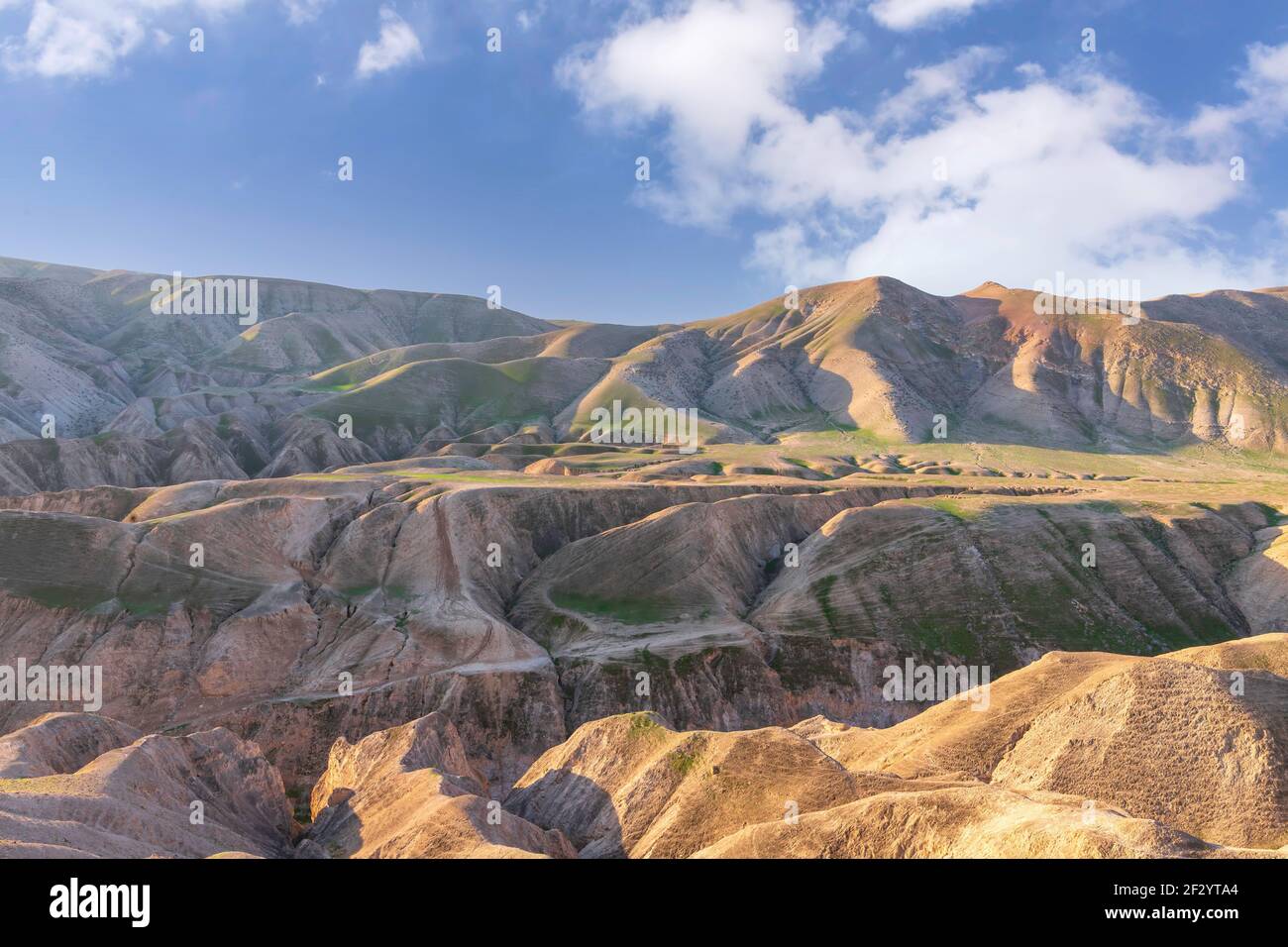 Geological formations in the mountains of the Judean Desert. Israel. Middle East. Against the ...