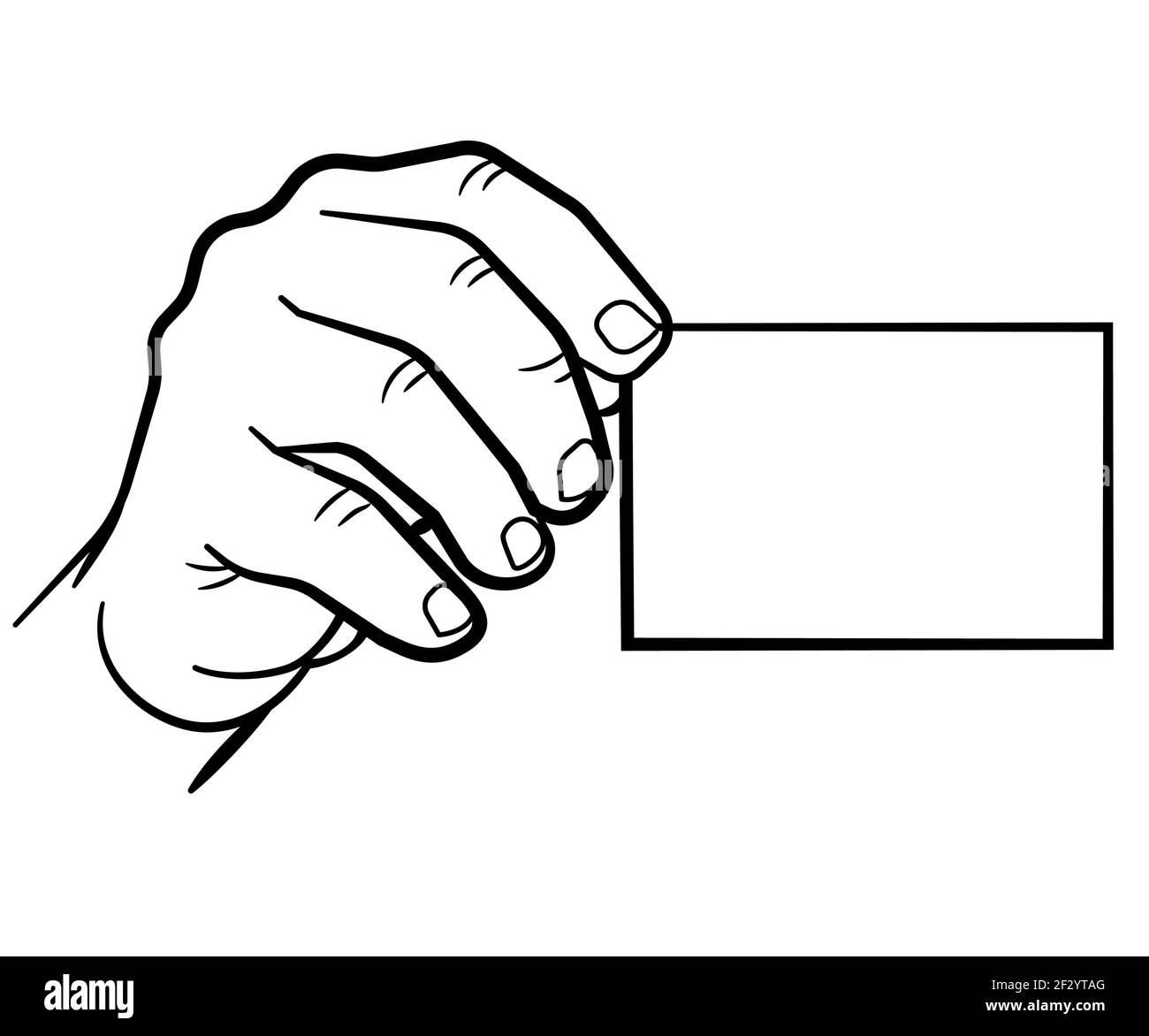 black outline illustration of the hand holding the card Stock Vector ...