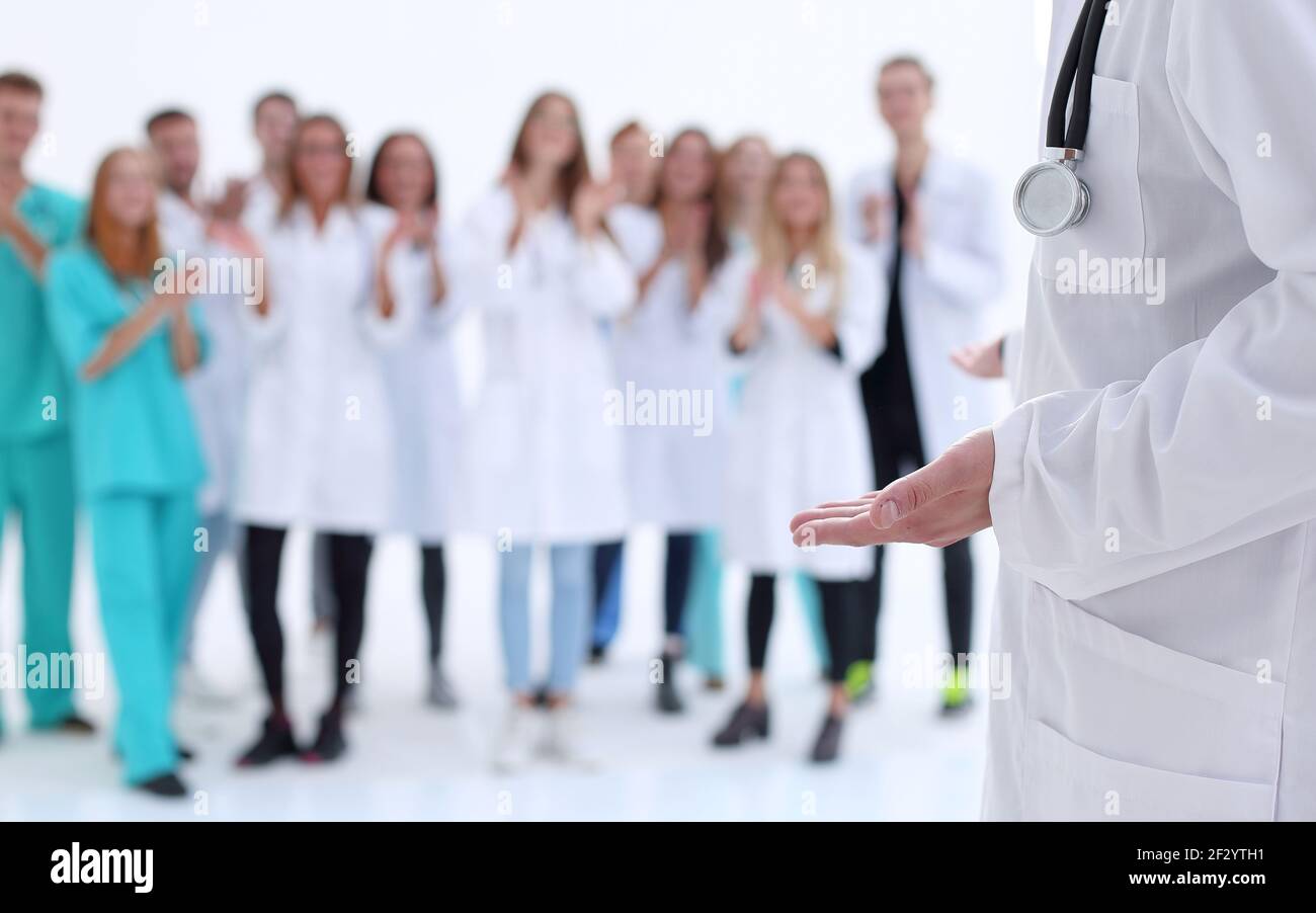 top view. a group of smiling doctors pointing at you Stock Photo - Alamy