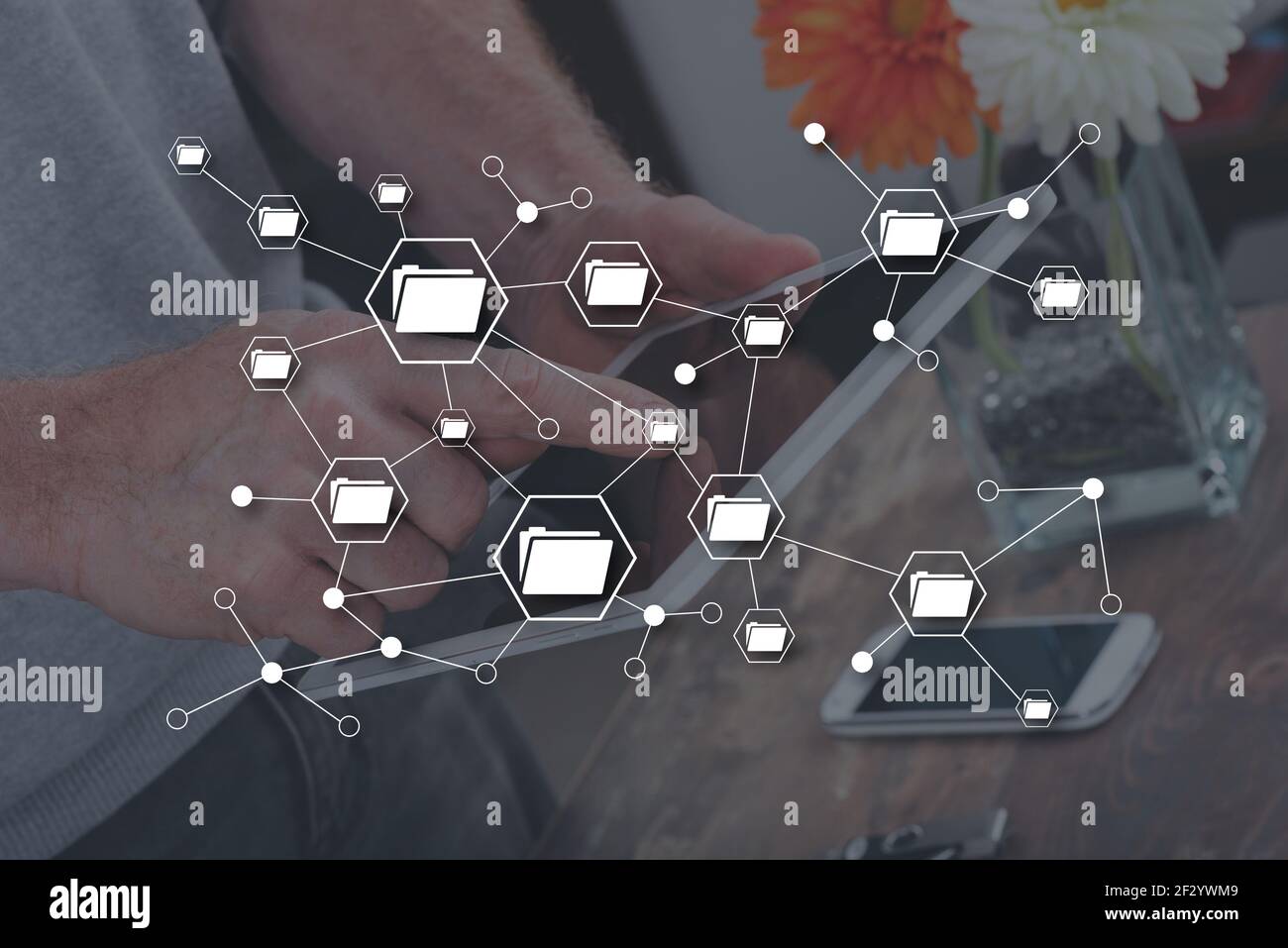 Data exchange concept illustrated by a picture on background Stock ...