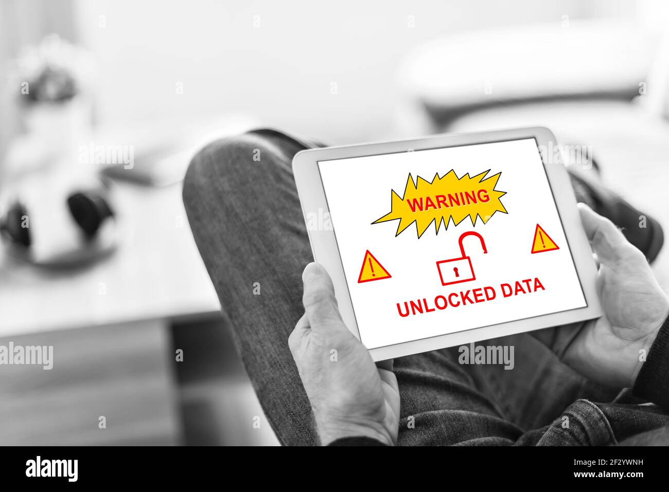 Tablet screen displaying a data security concept Stock Photo - Alamy