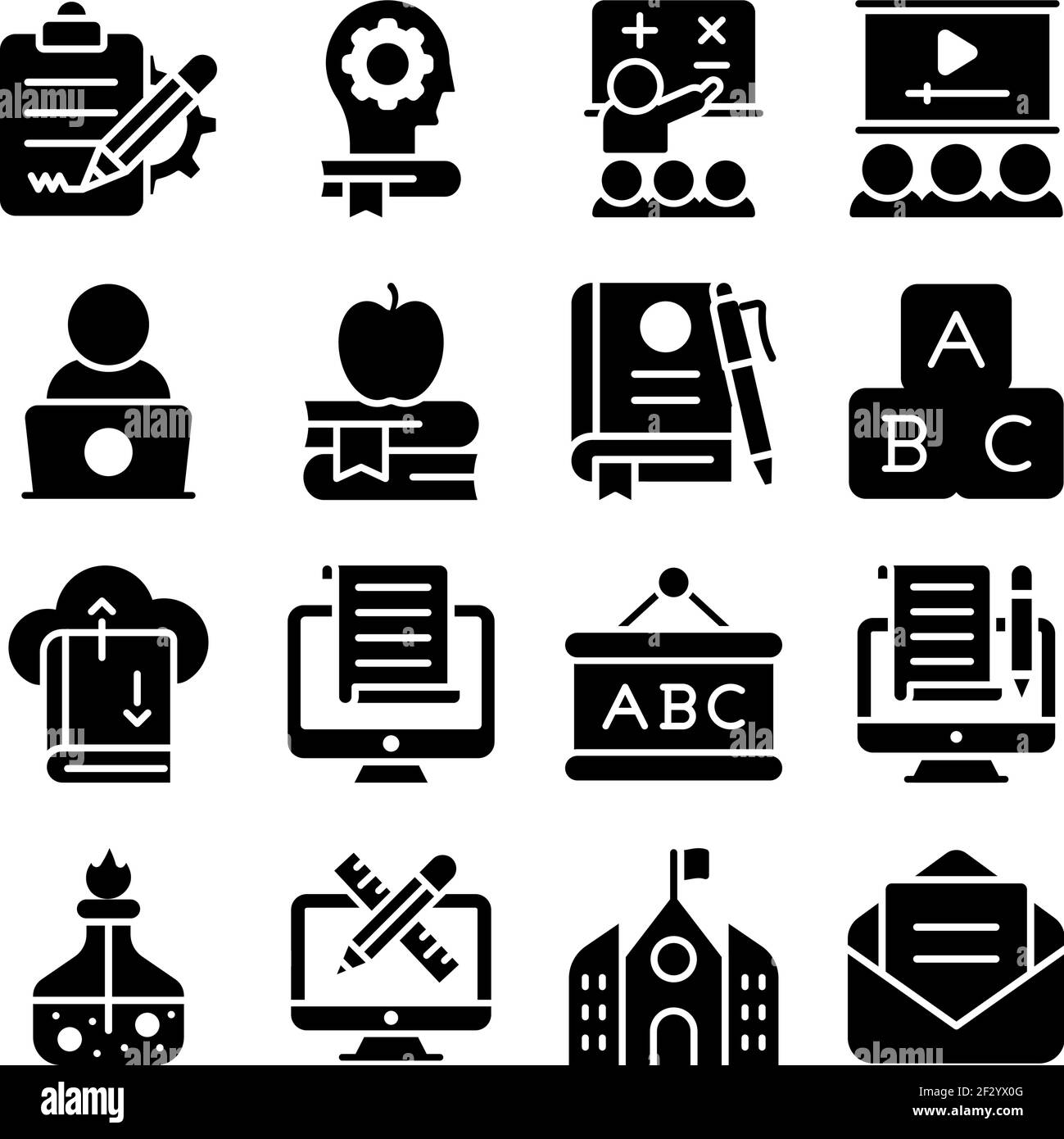 Pack of Education and Learning Solid Icons Stock Vector Image & Art - Alamy
