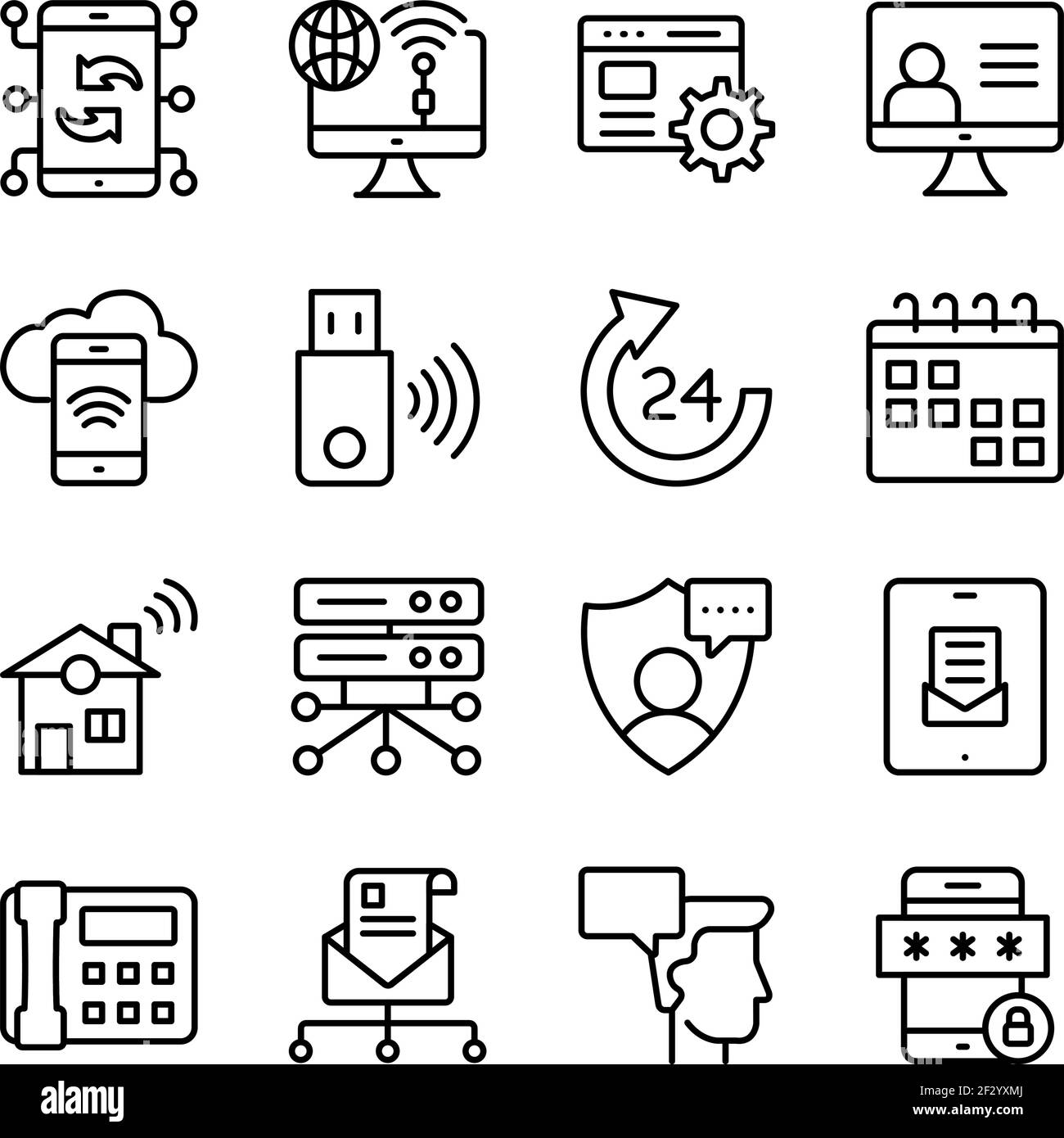 Pack of Communication, Technology and Devices Linear Icons Stock Vector ...