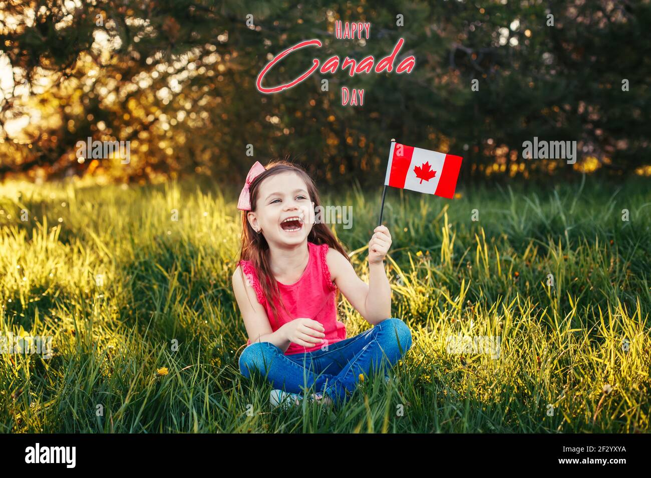 Happy Canada Day. Greeting card with text. Caucasian smiling laughing ...