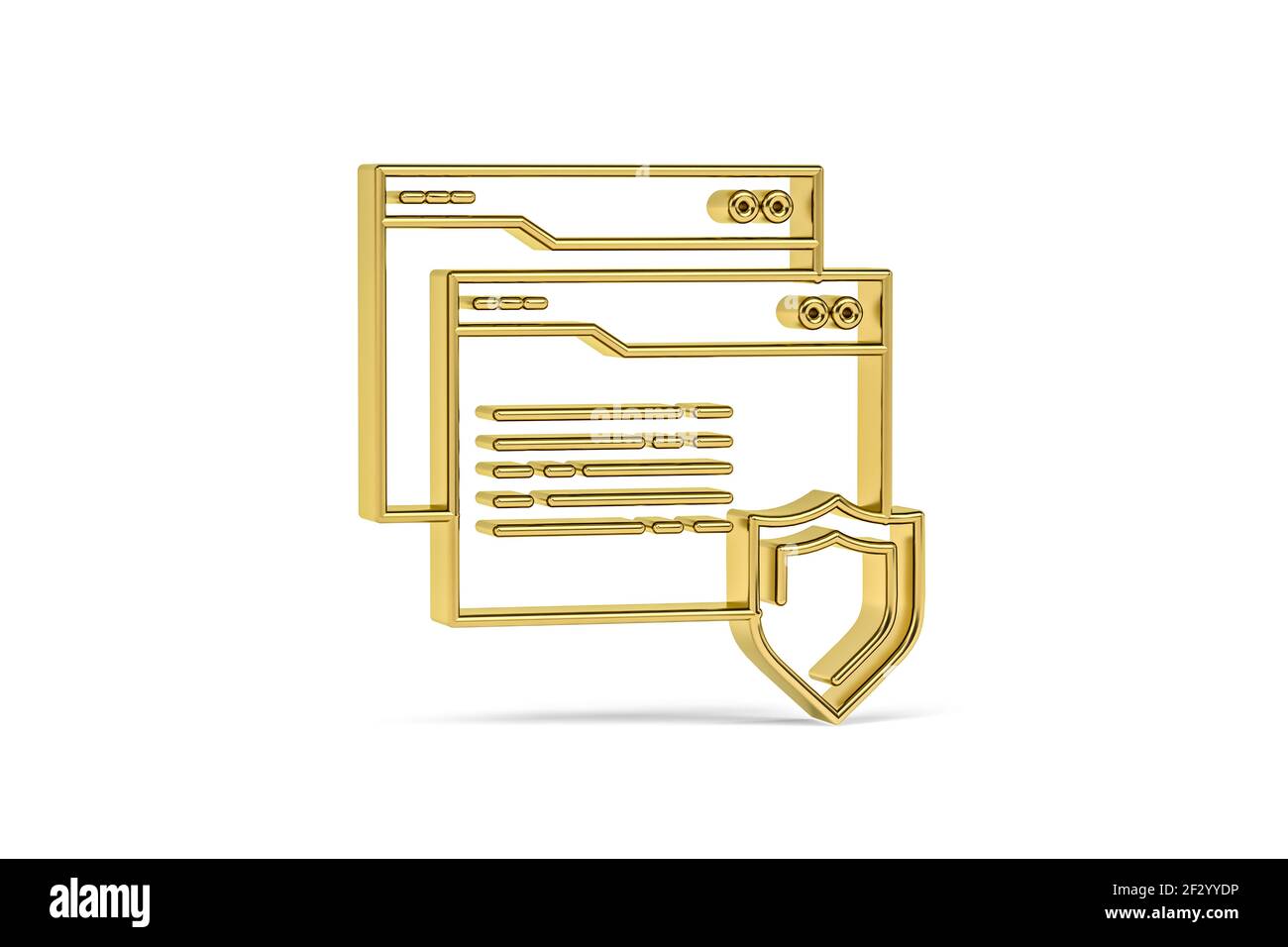 Golden 3d website protected icon isolated on white background - 3D ...