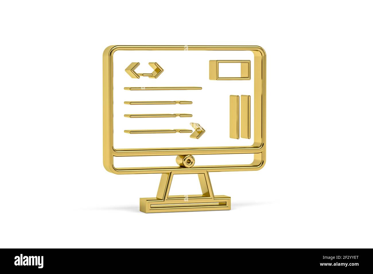 Golden 3d programming icon isolated on white background - 3D render ...
