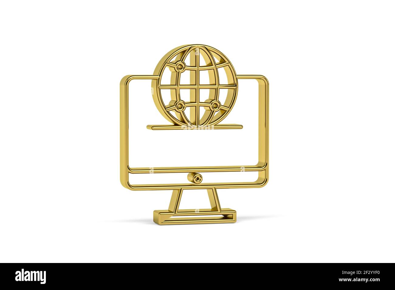 Golden 3d Internet icon isolated on white background - 3D render Stock ...