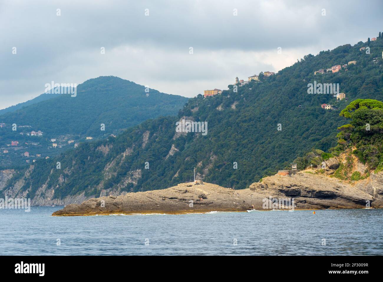 The strange rock denominated Punta Chiappa near the town of Camogli can ...