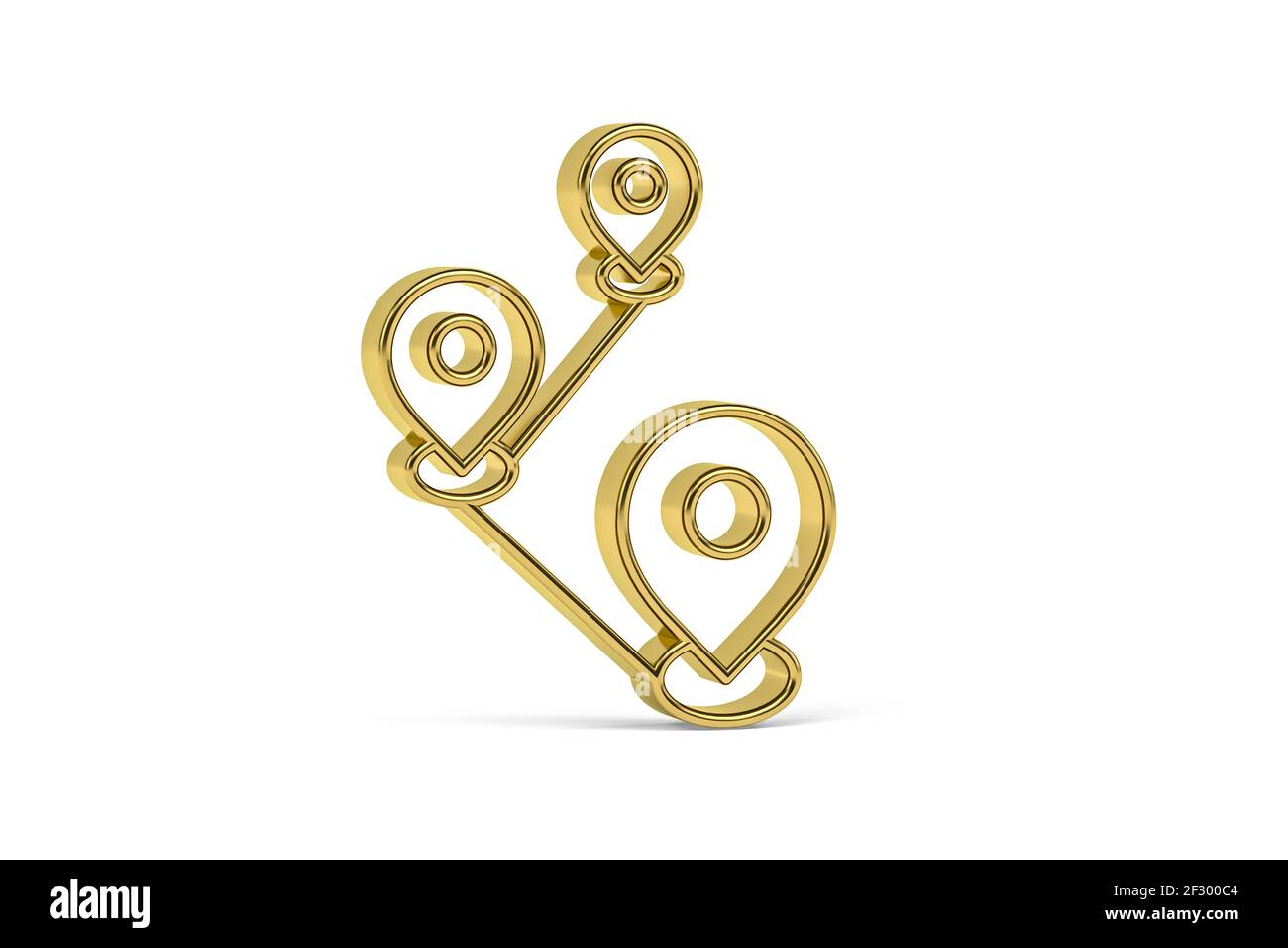 Golden 3d map route icon isolated on white background - 3D render Stock ...
