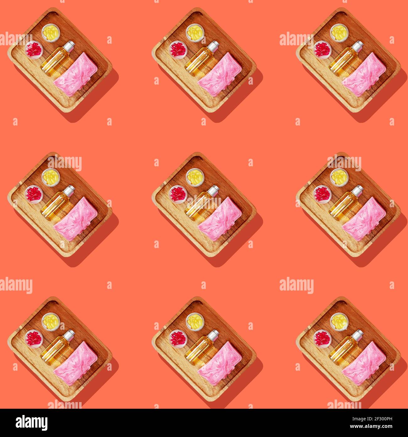 Seamless pattern with natural skin care products for hand hygiene ...