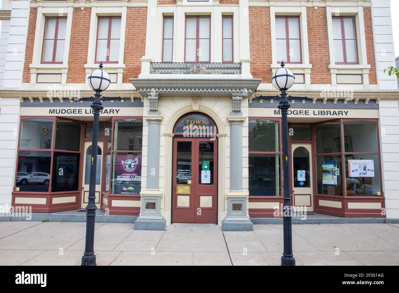 Mudgee town centre and Mudgee library and town hall building,regional ...