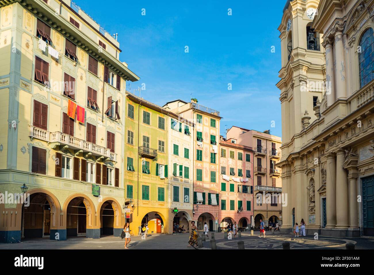 People walking in the streets of Santa Margherita Ligure center ...
