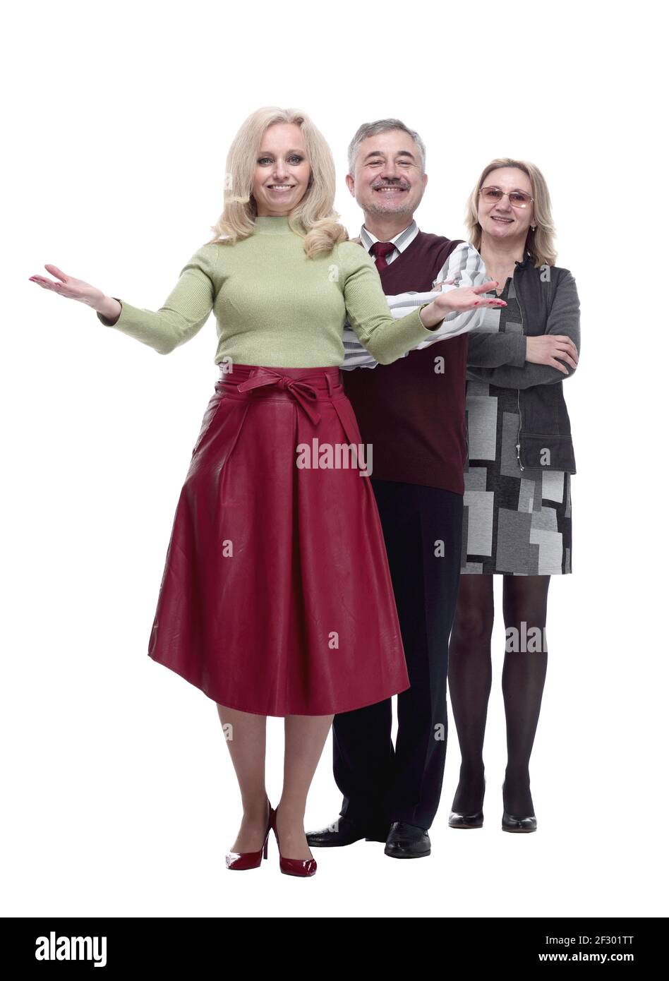 fashionable young woman standing first in line Stock Photo - Alamy