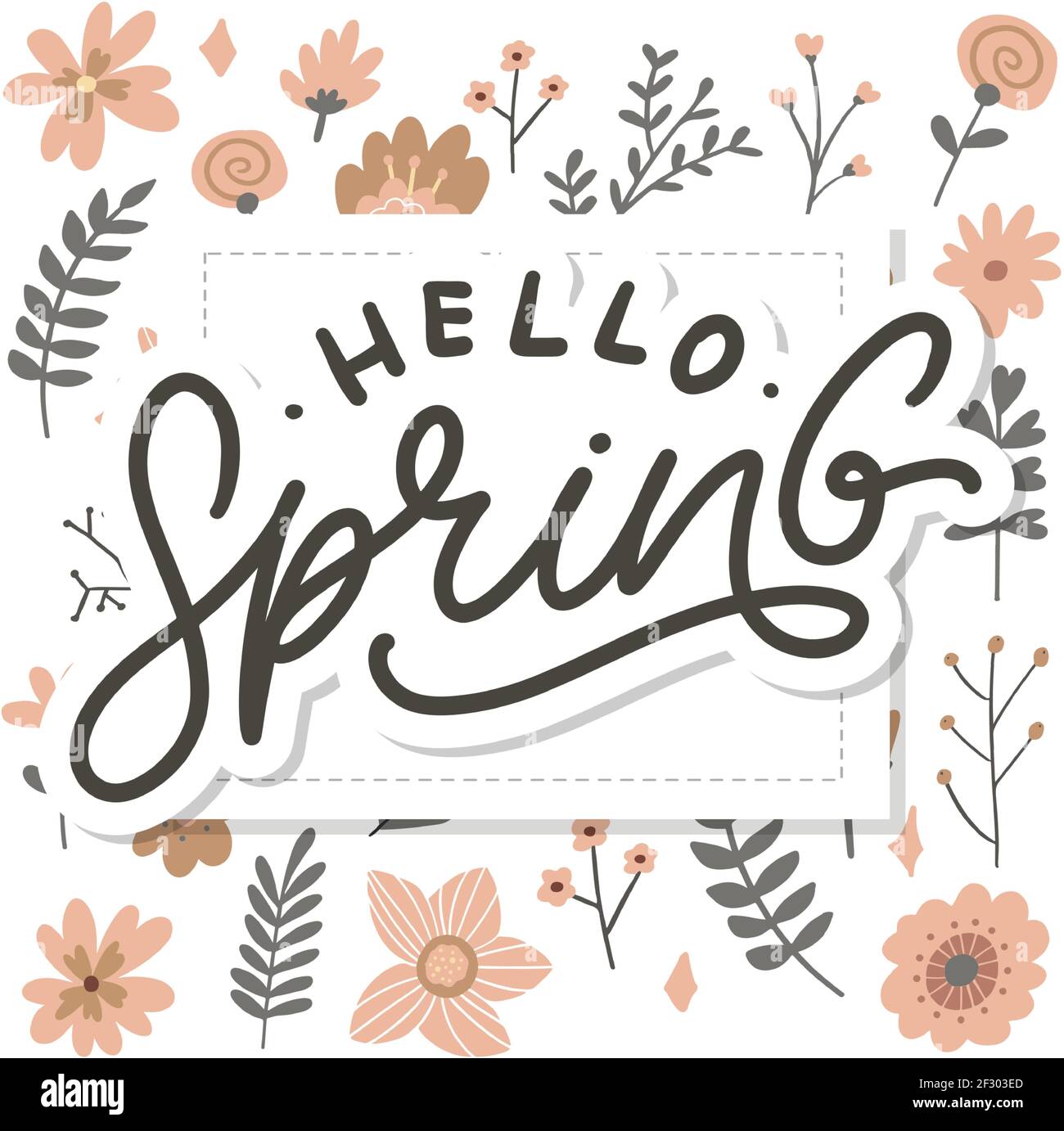 Hello Spring Flowers Text Background Stock Vector Image & Art - Alamy