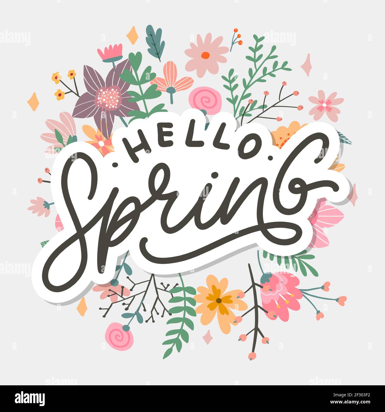 Hello Spring Flowers Text Background Stock Vector Image & Art - Alamy