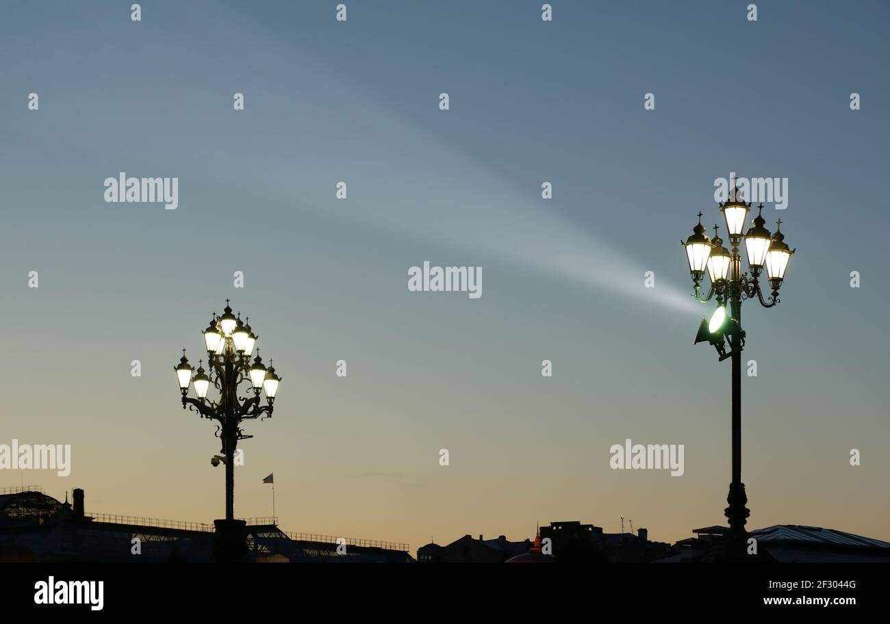 Street light near the Christ the Savior Cathedral, Moscow, Russia Stock ...