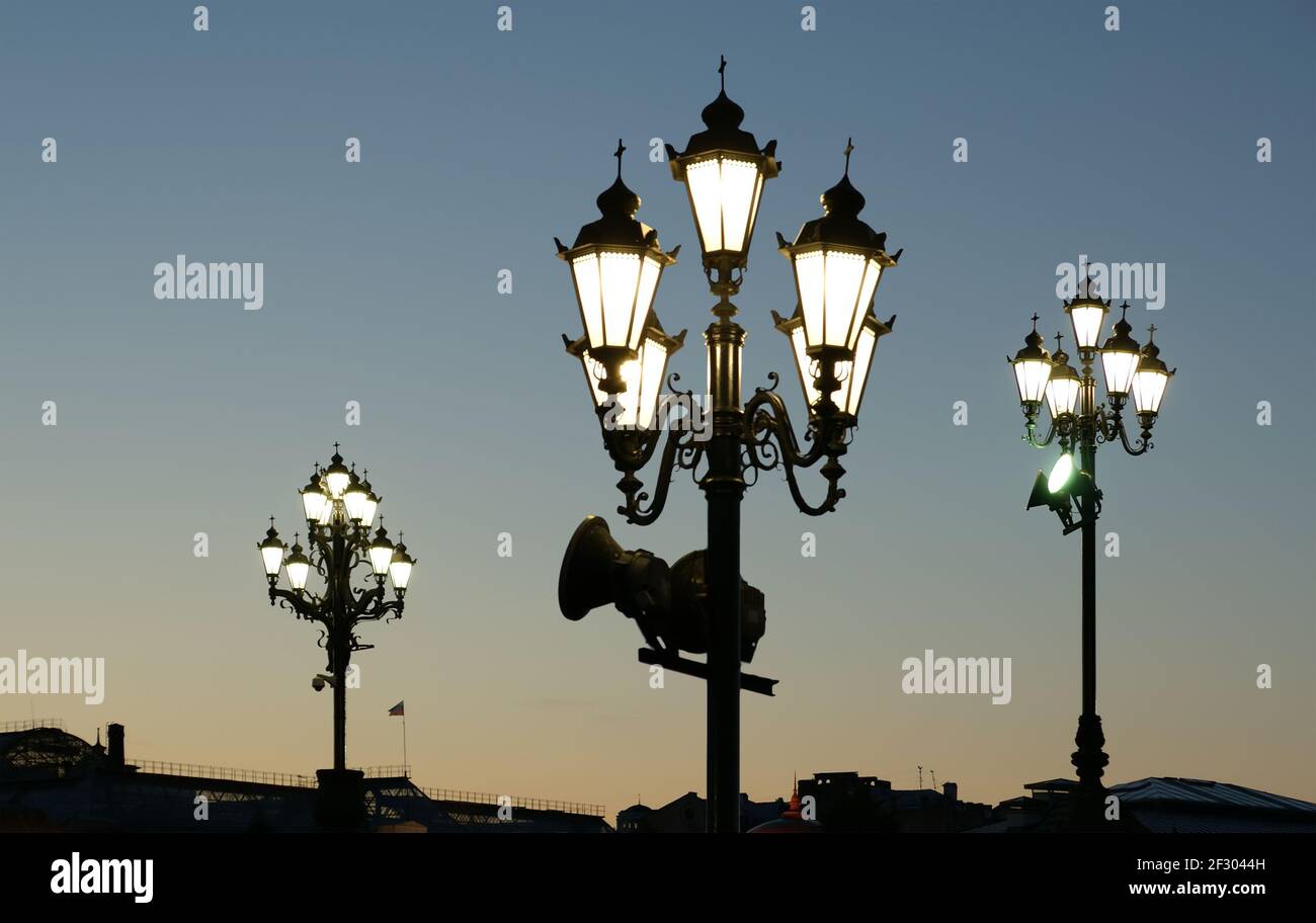 Street light near the Christ the Savior Cathedral, Moscow, Russia Stock ...