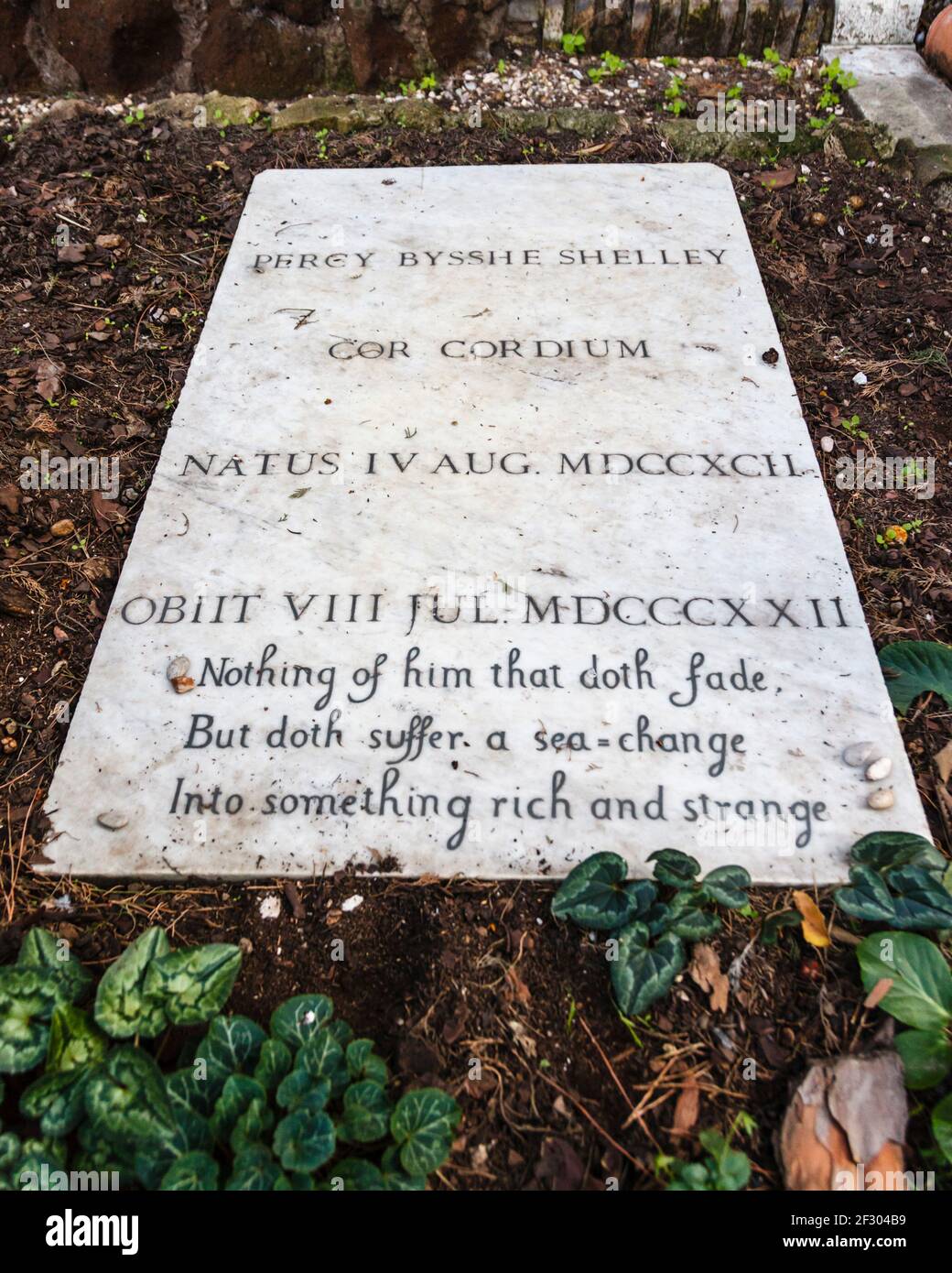 Gravestone for Percy Bysshe Shelley, The Protestant Cemetery, Rome ...
