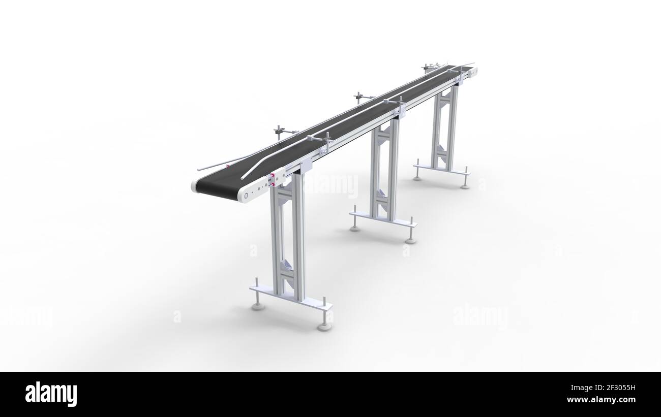 3D rendering of a convey belt factory manufacturing installation ...
