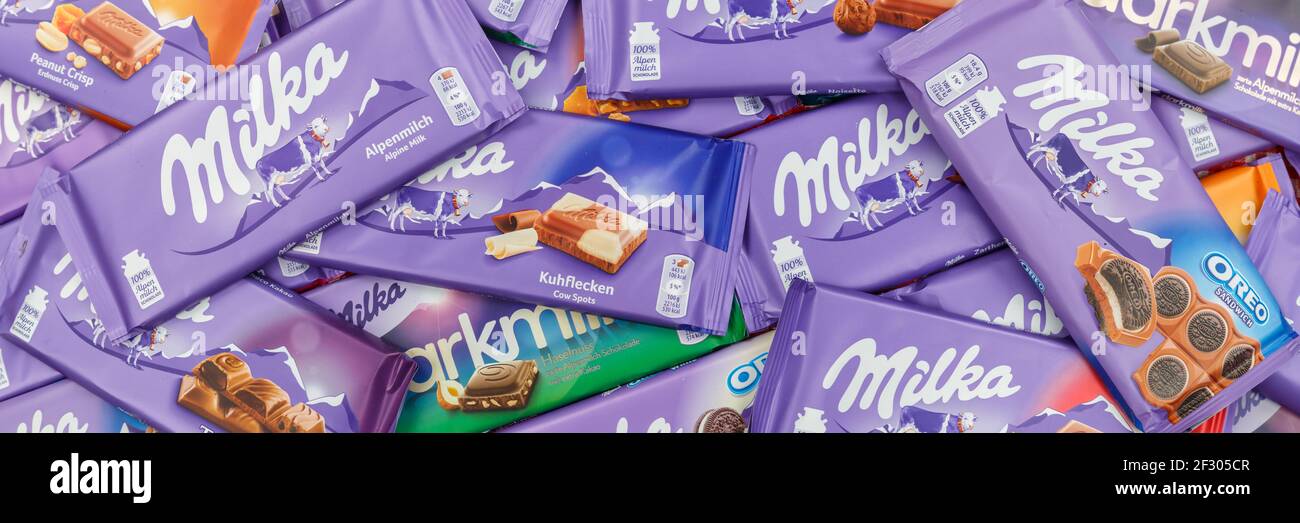 Stuttgart, Germany - March 3, 2021: Milka chocolate chocolates ...