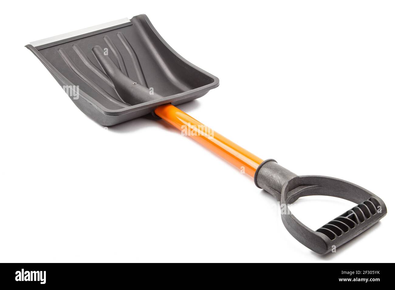 small plastic snow shovel, isolated on white background - back side ...