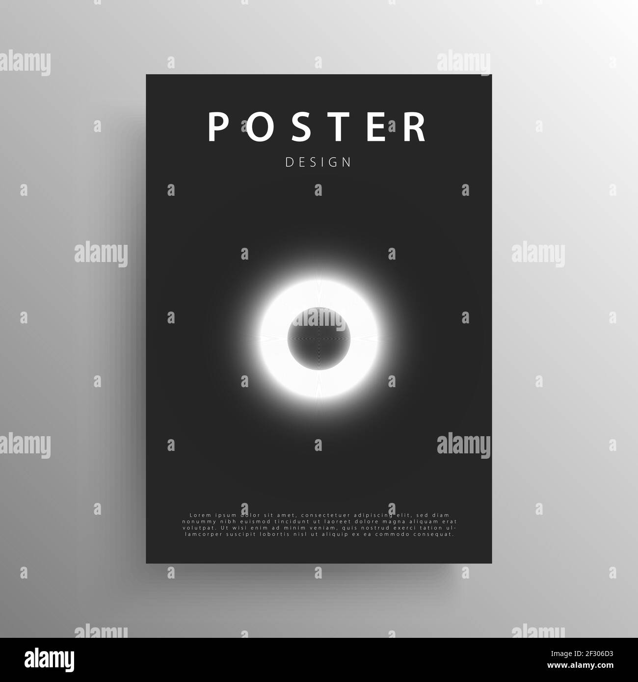 Minimalist abstract black and white outer space design for the poster or wall decoration, vector ...
