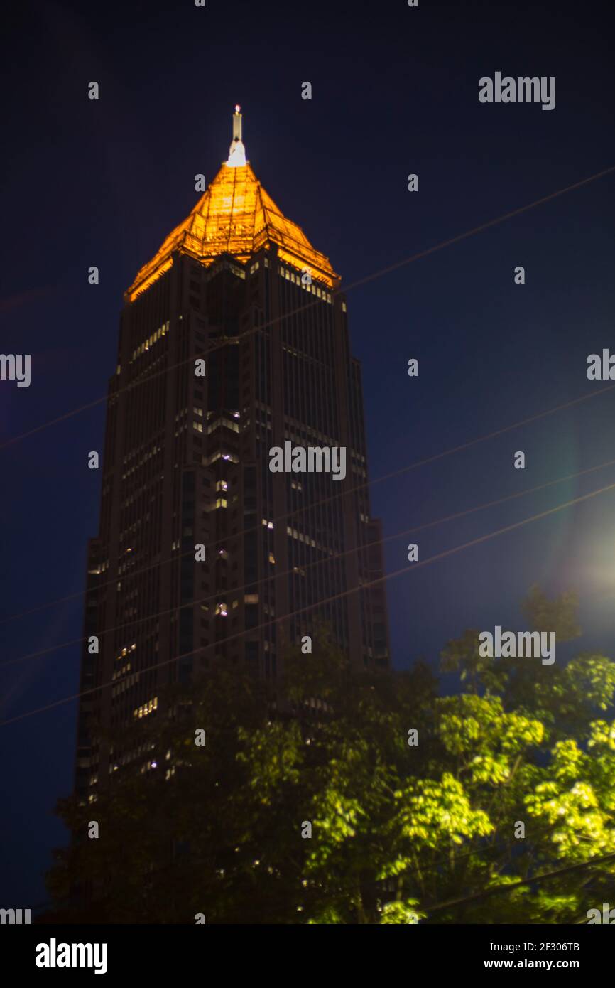 Atlanta, Ga USA - 06 14 20: Atlanta skyscraper city skyline at night ...