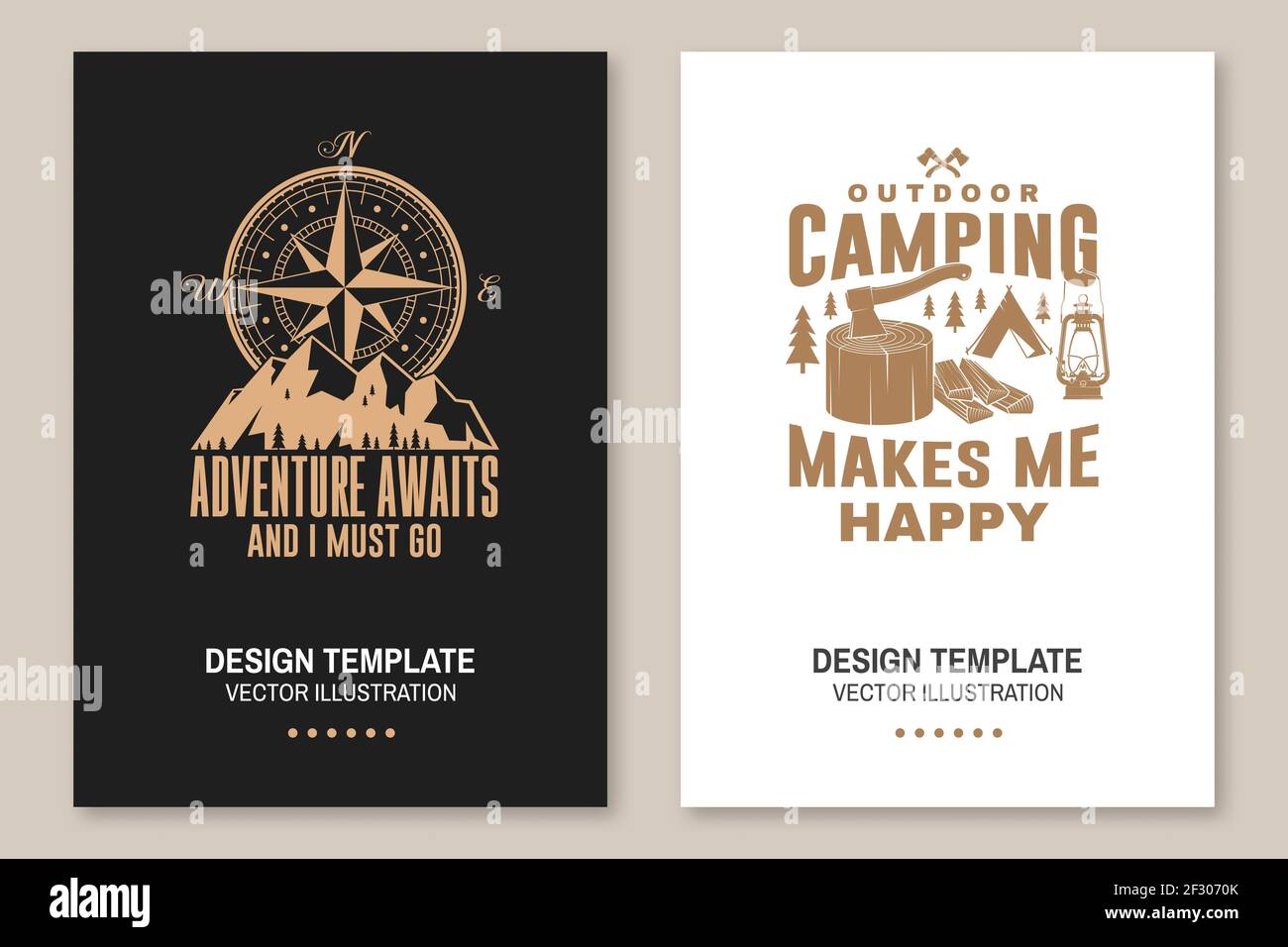 Set of outdoor adventure inspirational quote flyer, brochure, banner ...