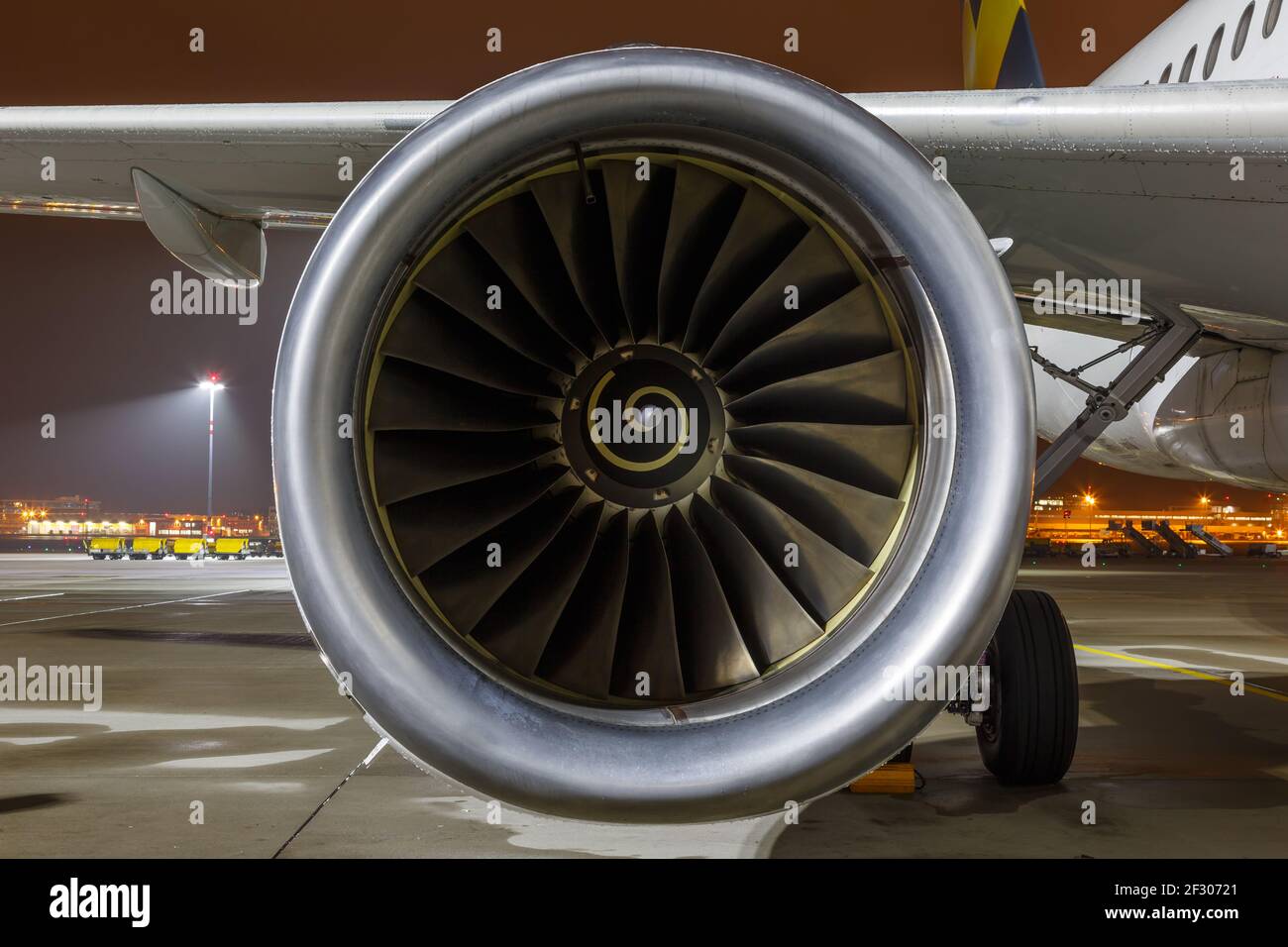 Stuttgart, Germany - November 27, 2018: IAE V2527-A5 engine on an ...