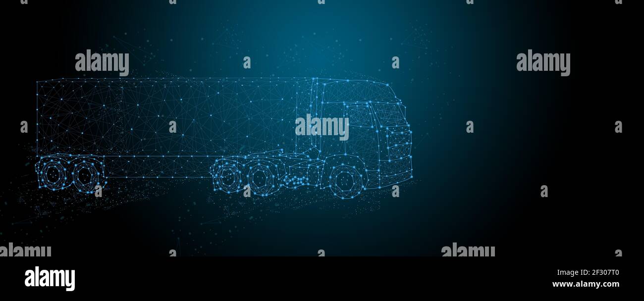 Abstract image truck, lorry transportation in the form of a starry sky ...