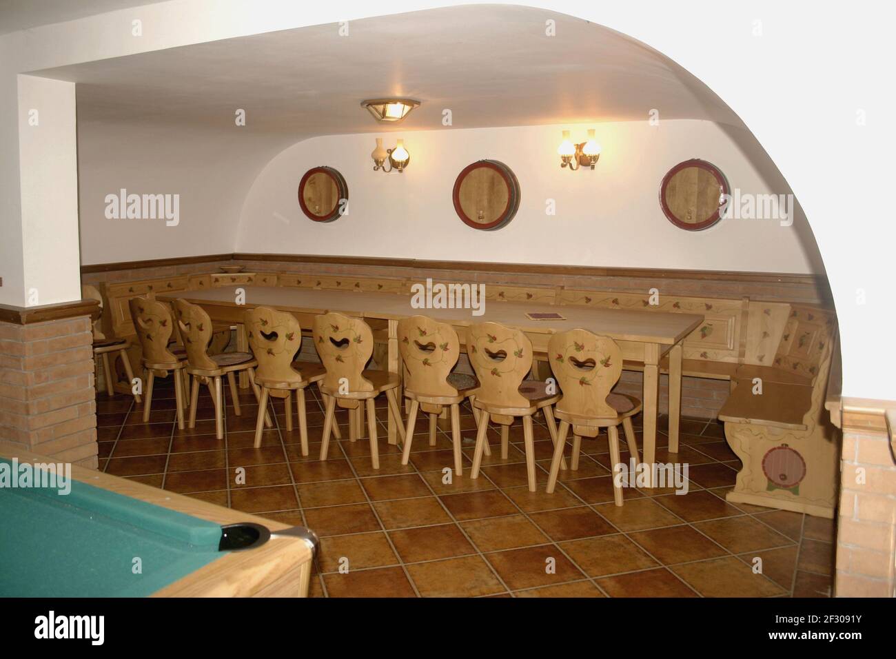 Interior of a restaurant in Romania with traditional rustic decor Stock ...