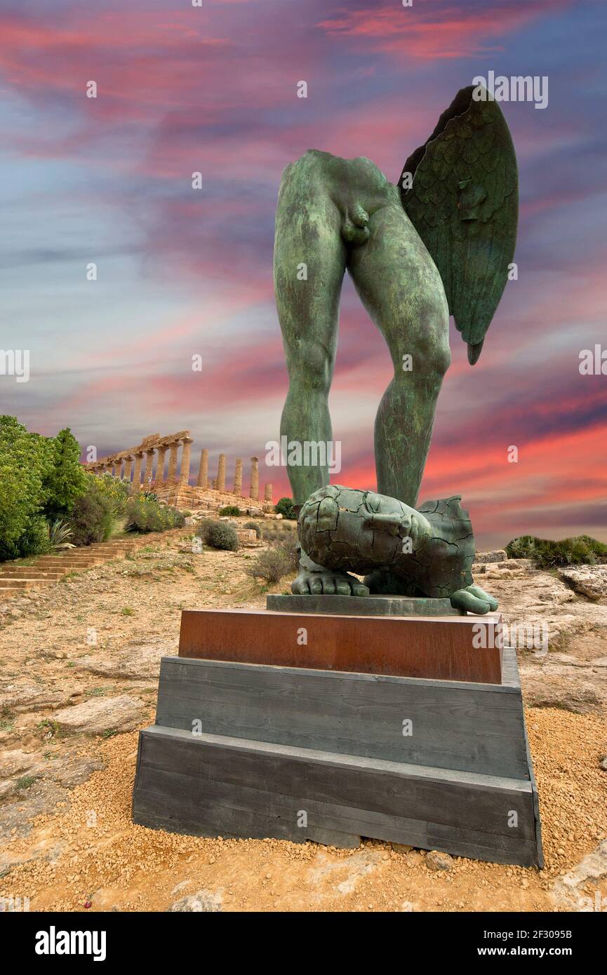 The statue in the archeological area of Agrigento, Sicily, Italy Stock ...
