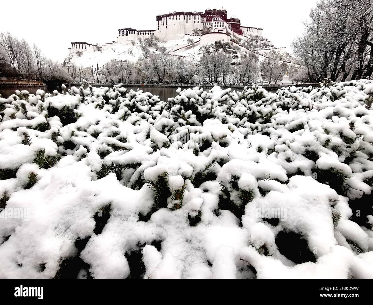 Lhasa. 14th Mar, 2021. Photo taken on March 14, 2021 shows the snow ...
