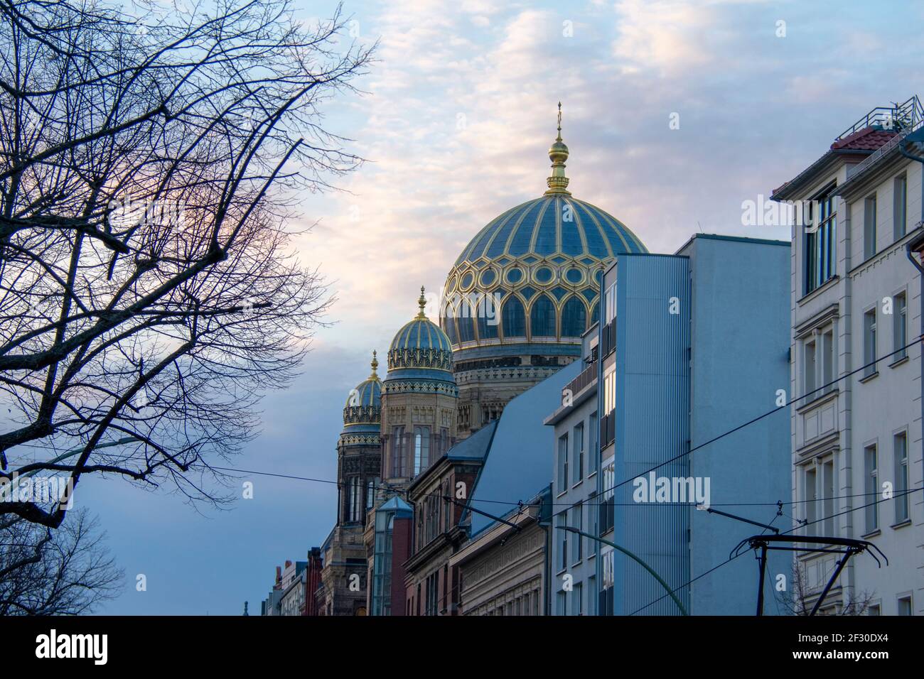 Landscape at New Synagogue roof at sunset in Mitte Berlin Stock Photo ...