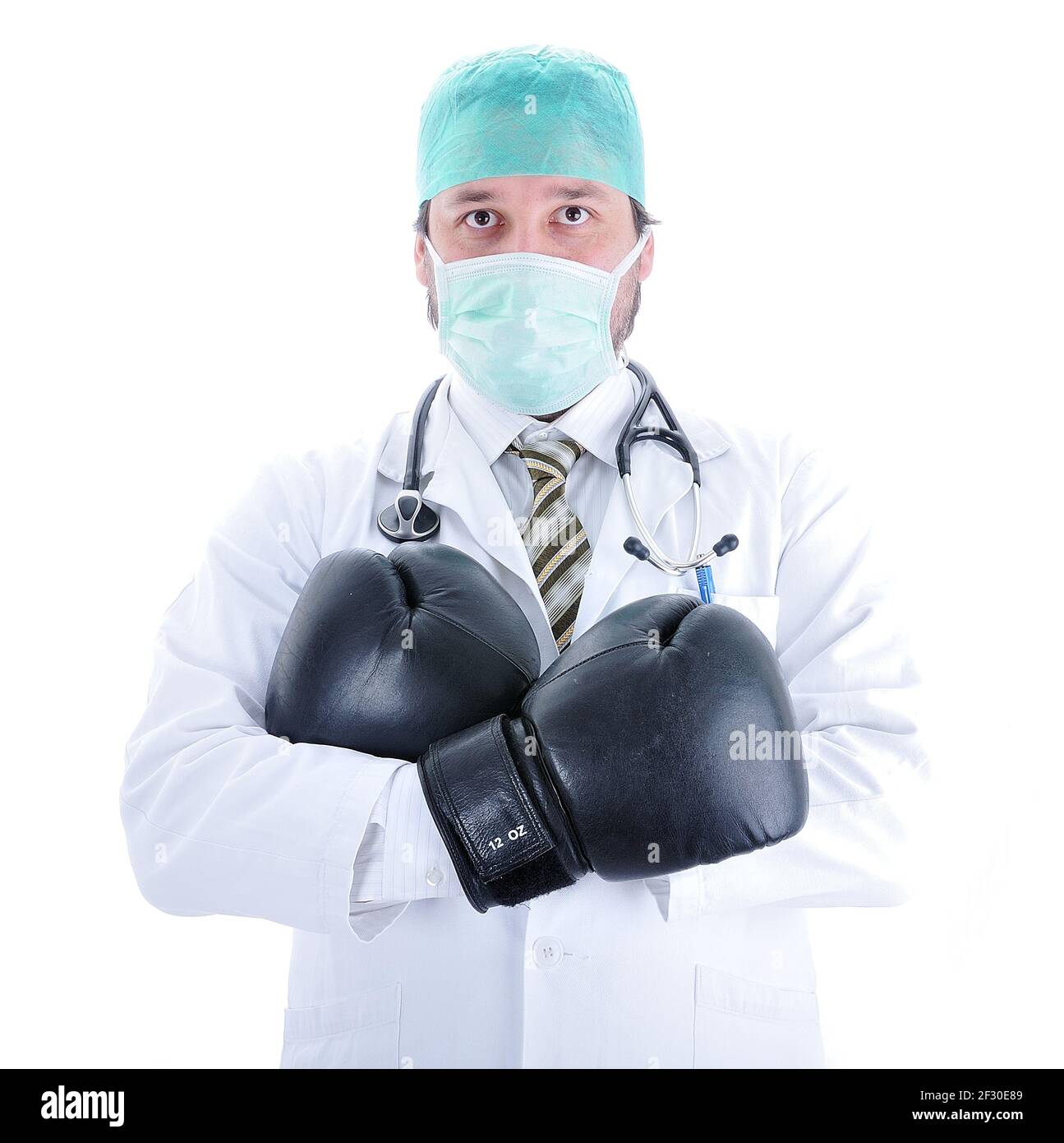 Young doctor with boxing gloves Stock Photo - Alamy