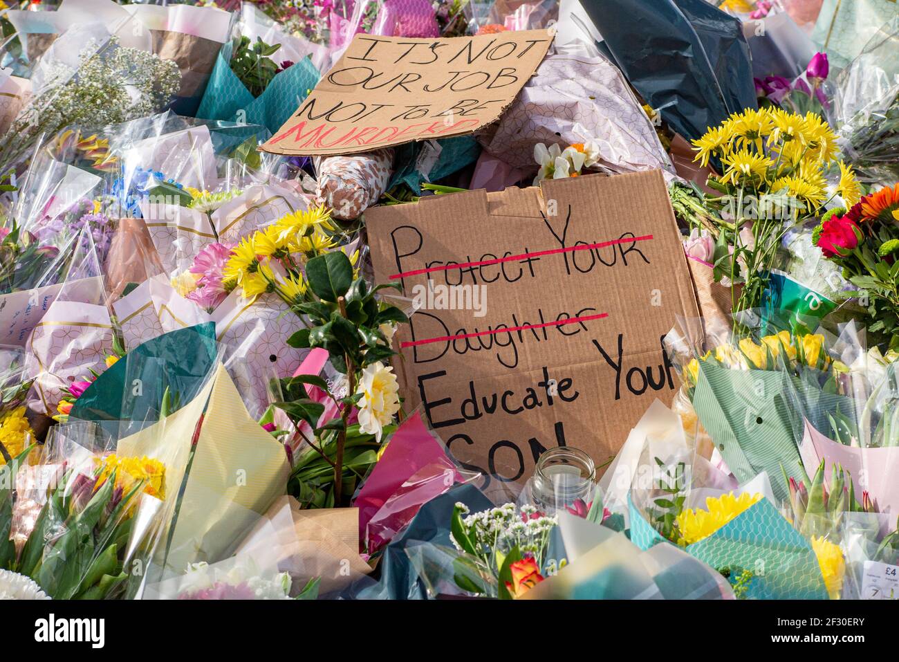 14th March 2021 - families pay their respects and lay floral tributes ...