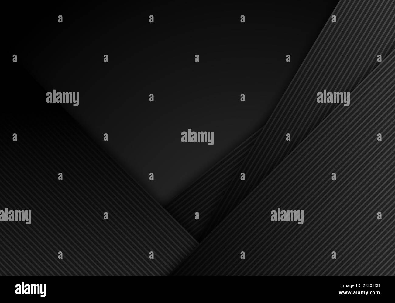 Abstract black stripes diagonal with lines layered on dark background ...