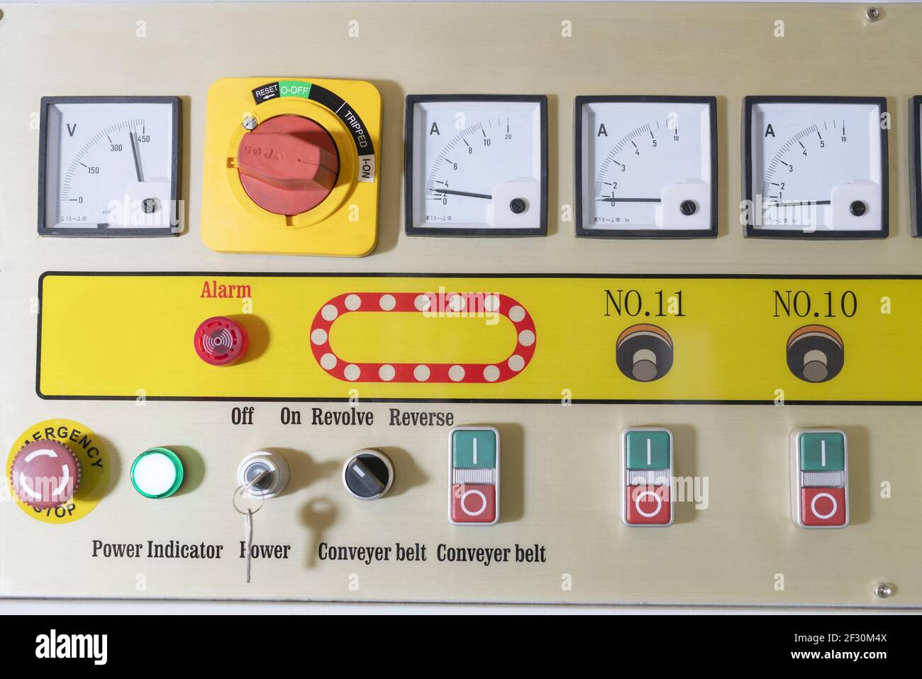 Control panel with various switches and displays Stock Photo - Alamy