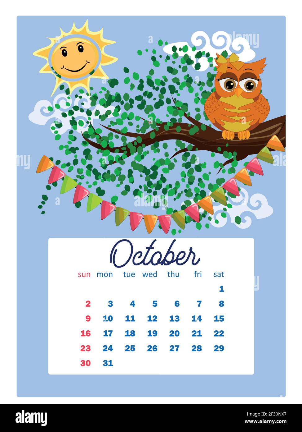 Calendar 2022. Cute owls and birds for every month. Wall vertical ...