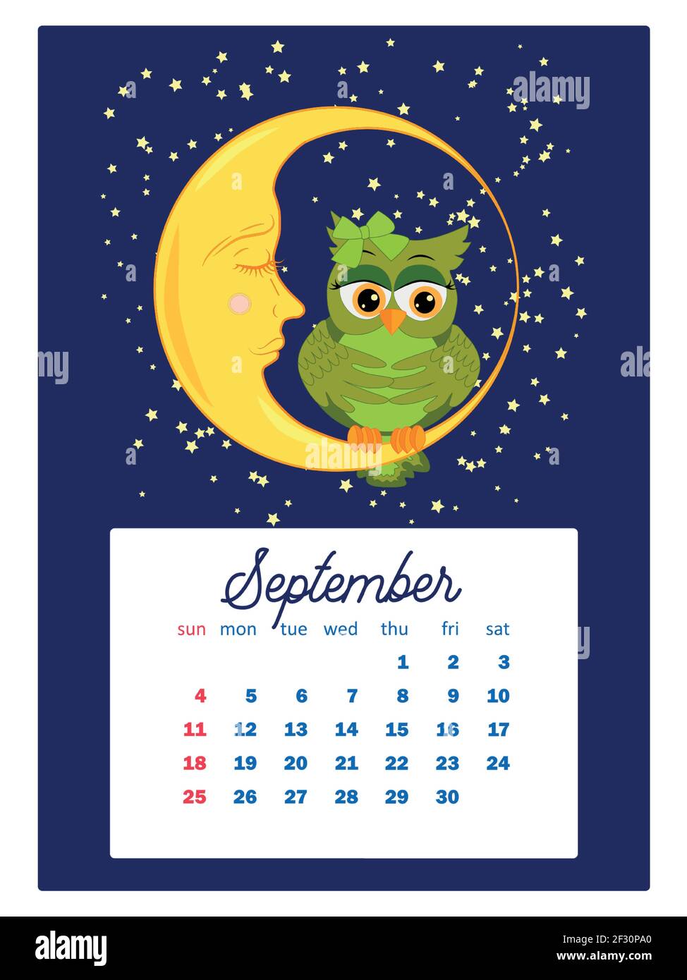 Calendar 2022. Cute owls and birds for every month. Wall vertical ...