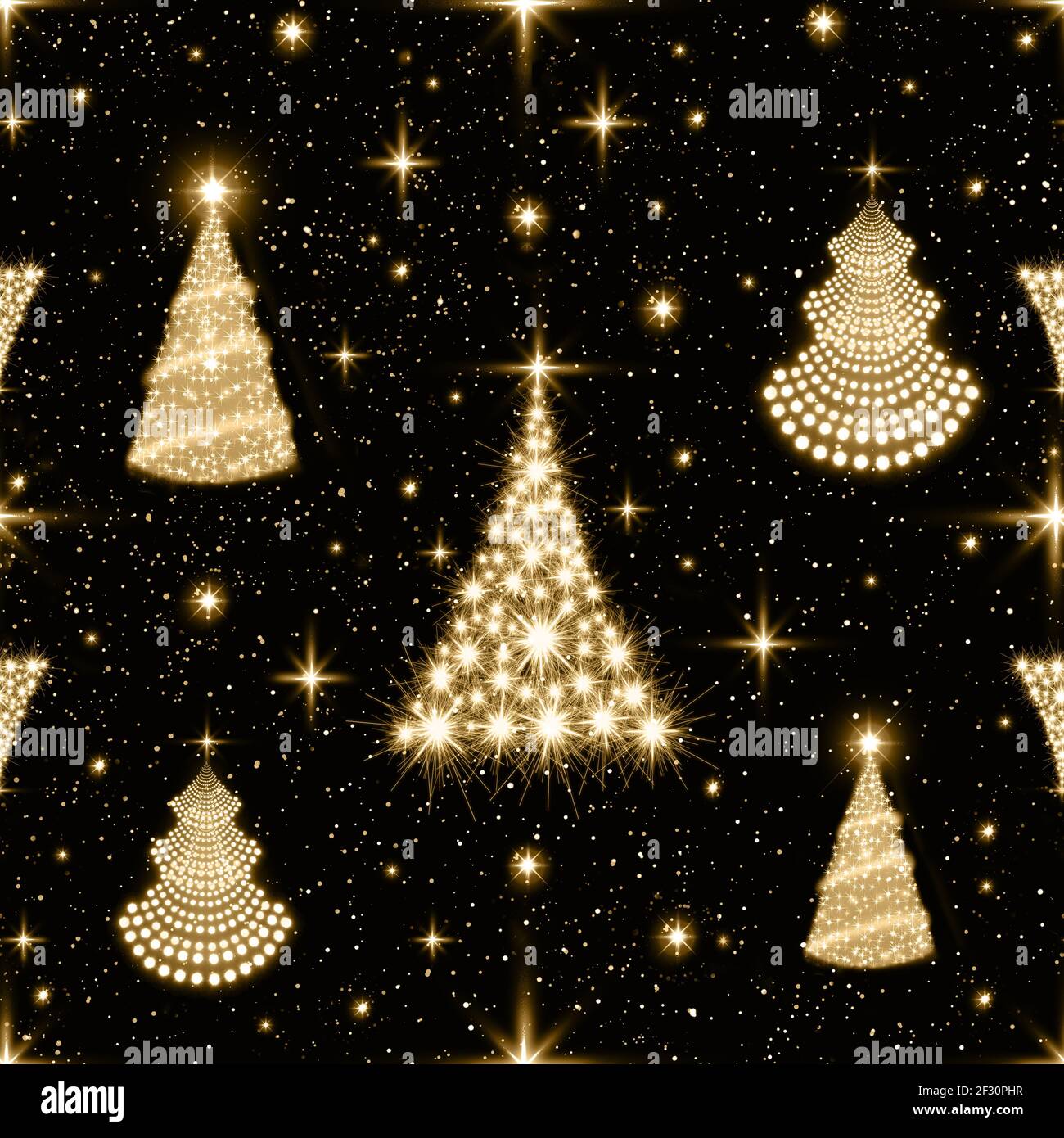 Golden Christmas Trees Seamless Pattern for fabric texture or wrapping ...
